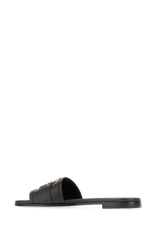 Moncler Leather Slides With Gold Tone Detailing - Multicolor