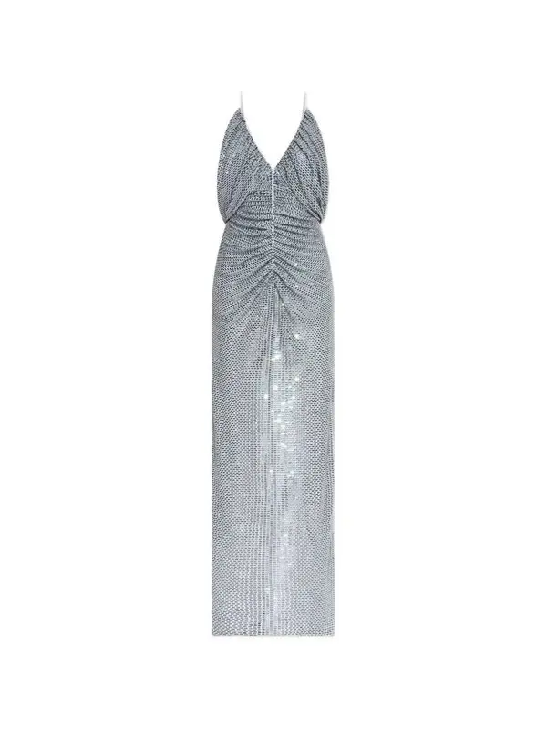 SELF-PORTRAIT Rhinestone Mesh Maxi Dress