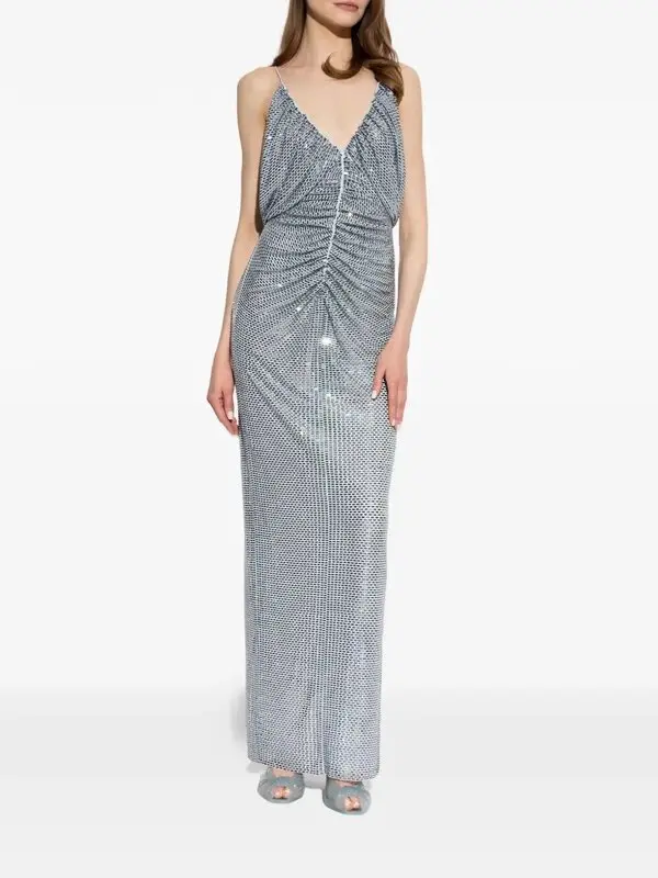 SELF-PORTRAIT Rhinestone Mesh Maxi Dress
