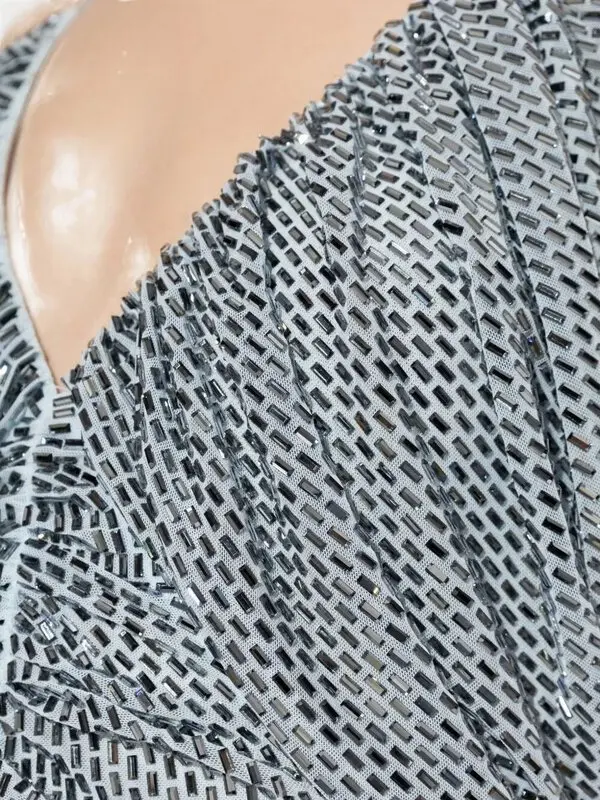 SELF-PORTRAIT Rhinestone Mesh Maxi Dress