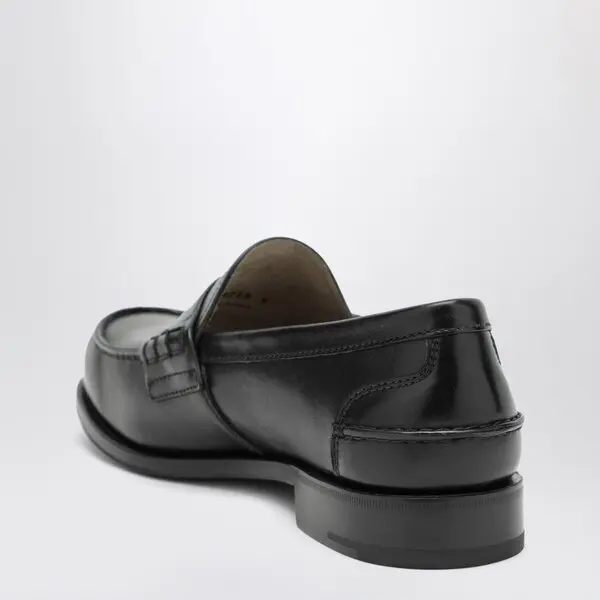 Prada Brushed Leather Loafers With Embossed Logo - Black