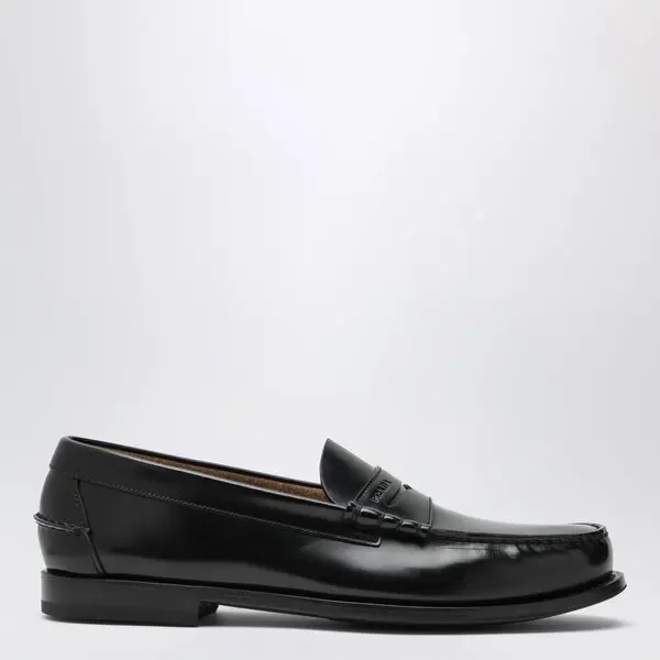 Prada Brushed Leather Loafers With Embossed Logo