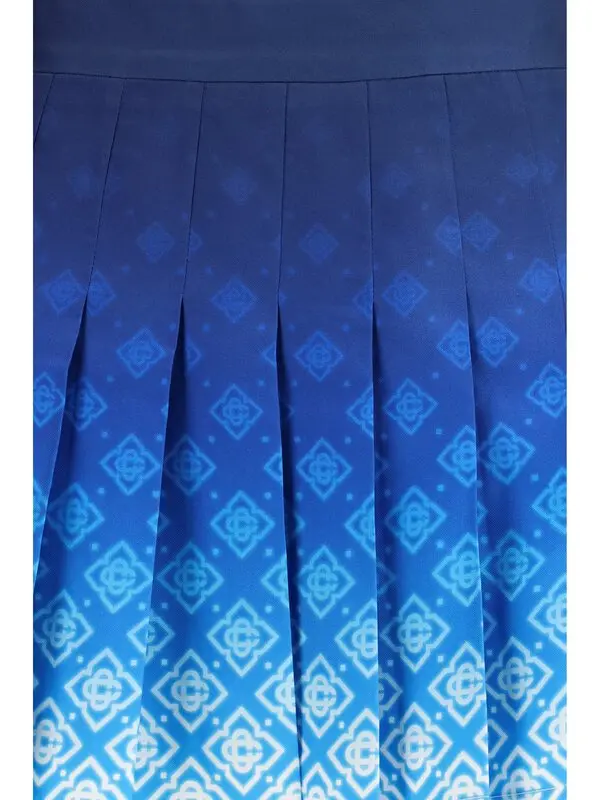 Casablanca Pleated Mini Skirt With Orchid Monogram Print - Blue