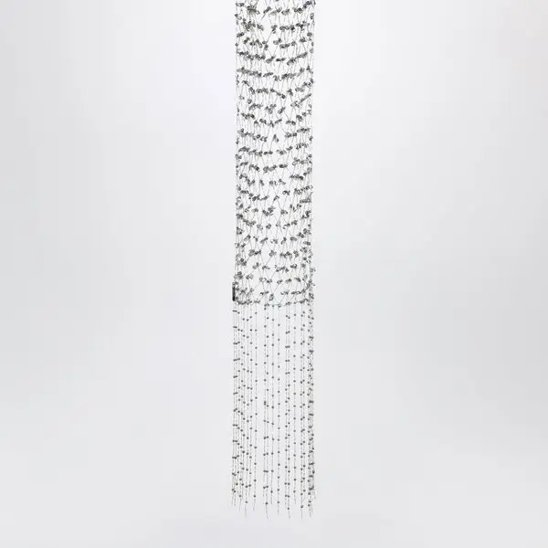 Dries Van Noten Beaded Scarf With Fringes - Silver