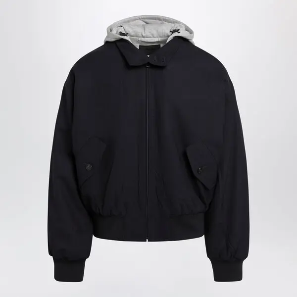 Prada Navy Wool Hooded Jacket