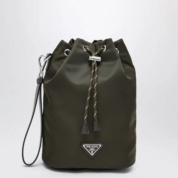 Prada Speedrock Pouch In Re-nylon And Camouflage Leather - Green