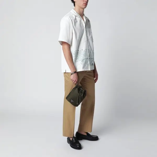 Prada Speedrock Pouch In Re-nylon And Camouflage Leather - Green