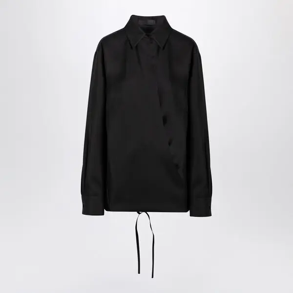 Valentino Garavani Wool, Mohair, And Silk Shirt With Drawstring - Black
