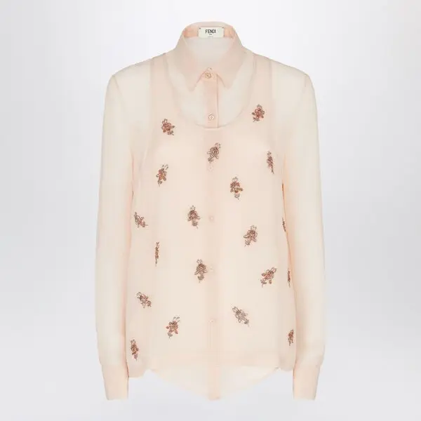 Fendi Embroidered Georgette Shirt - Pink