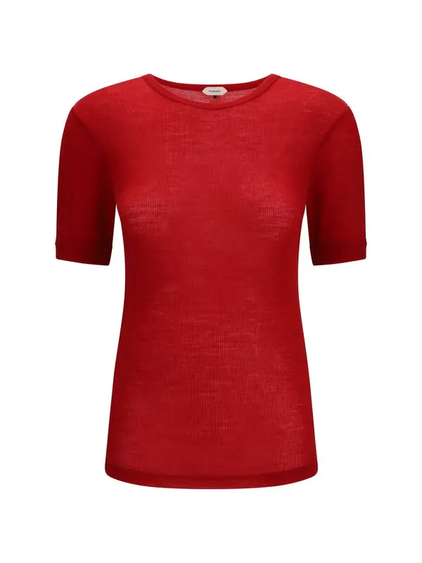 Versace Ribbed Knit T-shirt - Red
