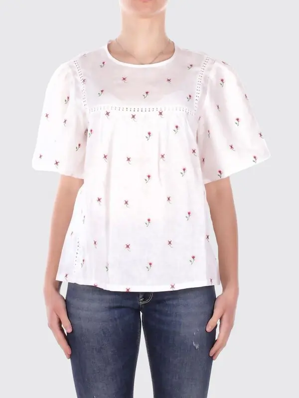 Max Mara Embroidered Floral Top - White