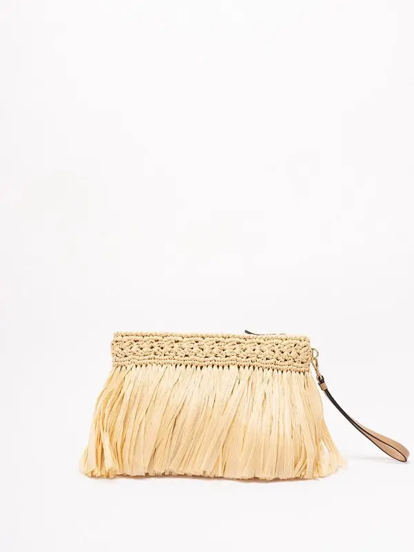 JIMMY CHOO Raffia Zipped Flat Pouch