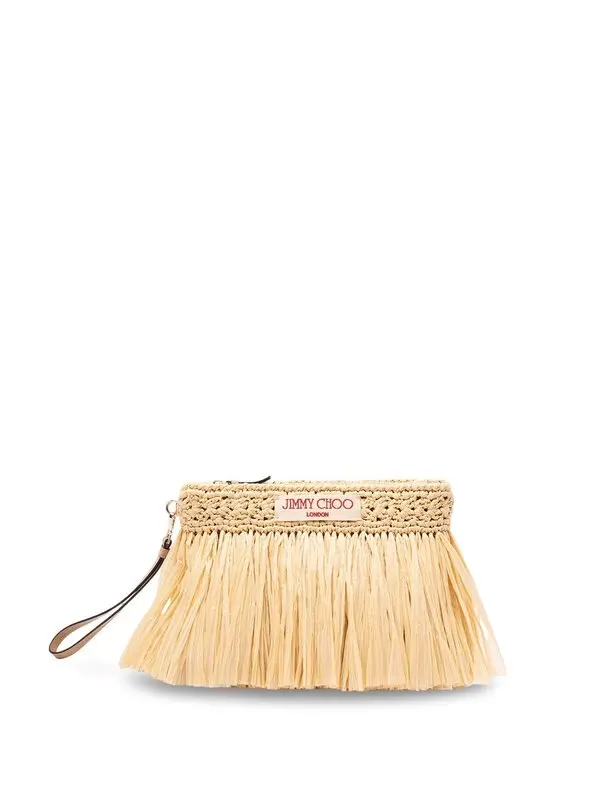 JIMMY CHOO Raffia Zipped Flat Pouch - Multicolor