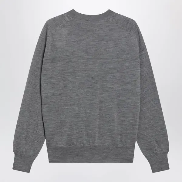 Ami Merino Wool Crewneck Sweater With De Coeur Embroidery