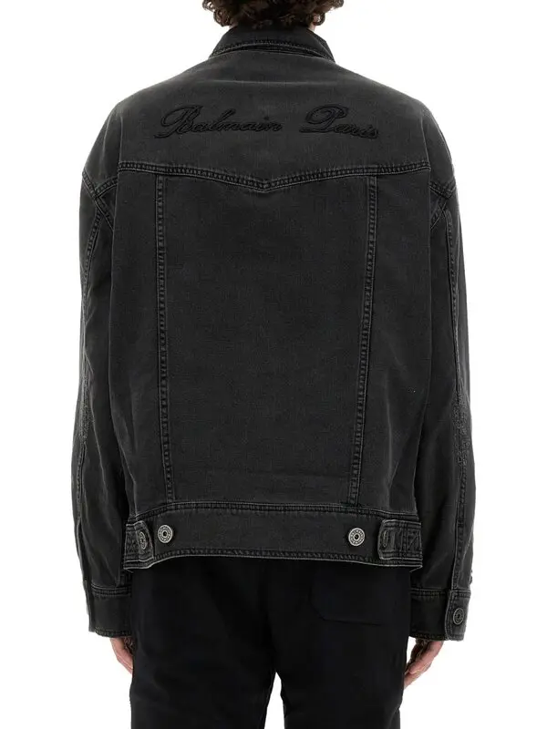 Balmain Distressed Denim Trucker Jacket