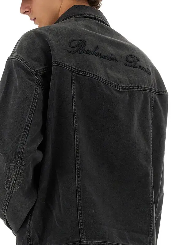 Balmain Distressed Denim Trucker Jacket