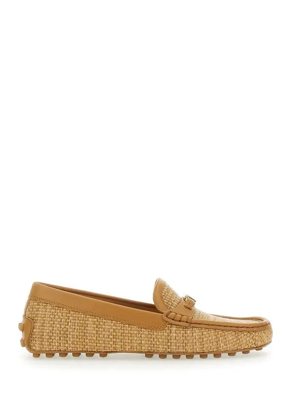 TOD'S Raffia Loafers With Rounded Toe - Multicolor