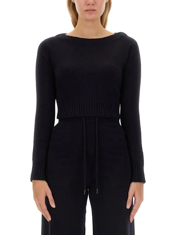Max Mara Angri Wool And Cashmere Cropped Knit Top - Blue