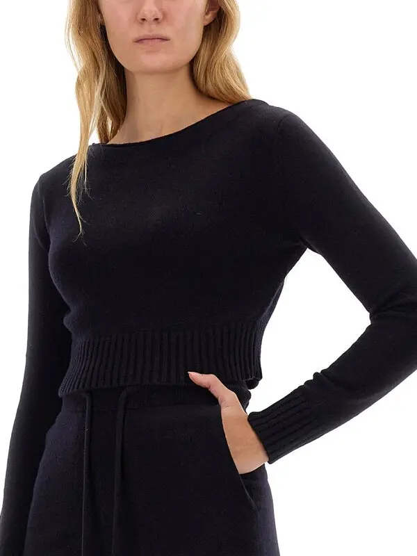 Max Mara Angri Wool And Cashmere Cropped Knit Top - Blue