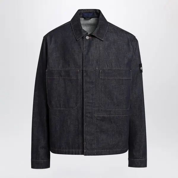 Stone Island Raw Indigo Denim Coach Jacket - Blue