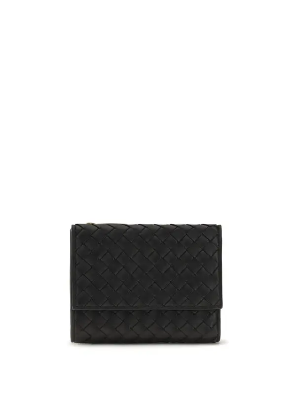 Bottega Veneta Intrecciato Trifold Wallet - Black