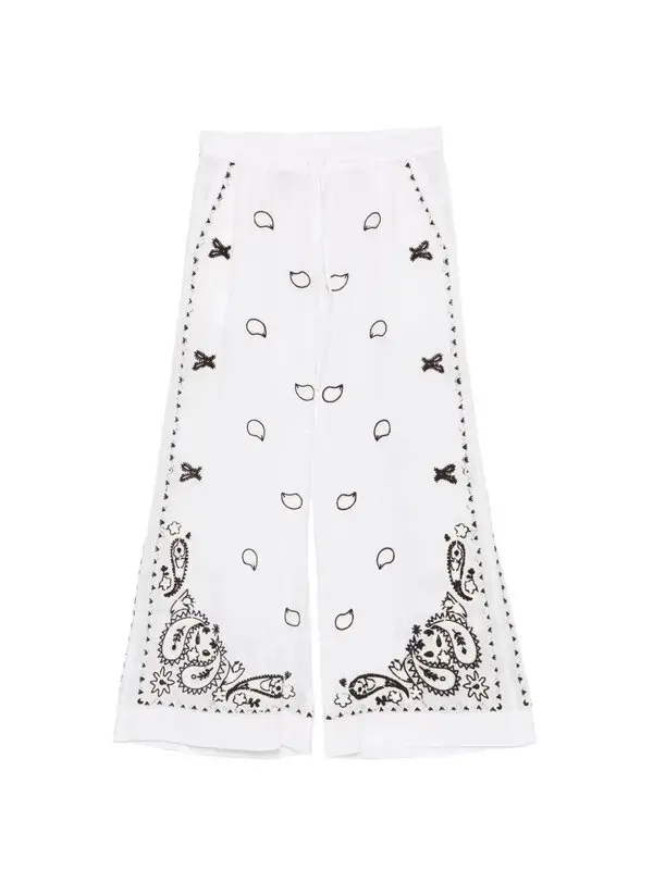 P.a.r.o.s.h Embroidered Linen Trousers - Multicolor
