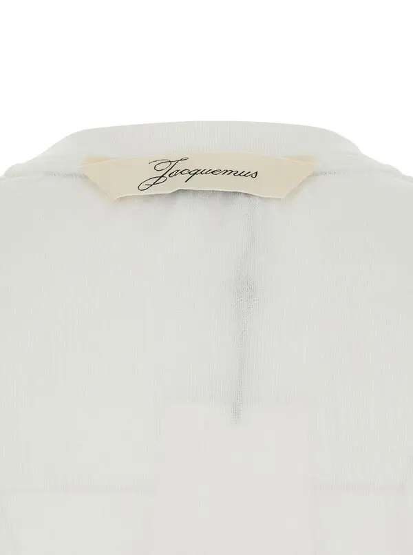 Jacquemus Le Tshirt Ventadou Crew Neck T-shirt With Gros Grain Logo Detail - White