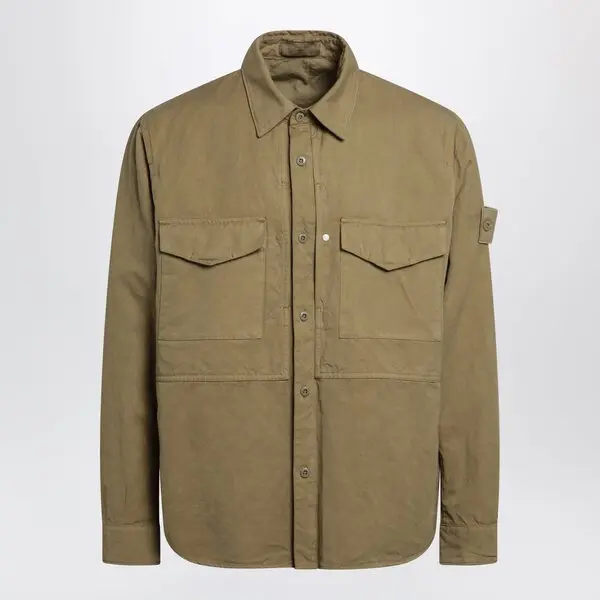 Stone Island Ghost Regular-fit Cotton-linen Overshirt In Beige - Cream
