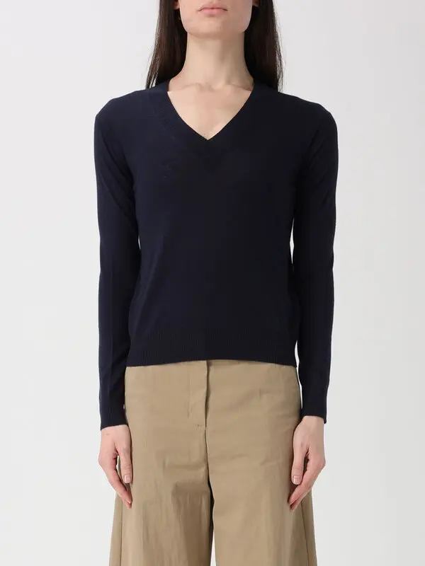 Max Mara V-neck Fine Knit Sweater - Blue