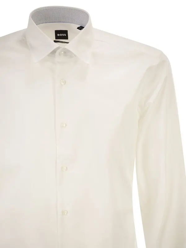 BOSS Slim Fit Shirt In Stretch Cotton Poplin - White