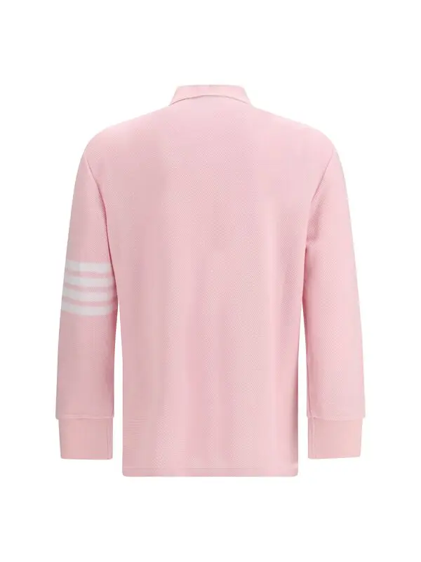 Thom Browne Piqué Long-sleeve Polo - Pink