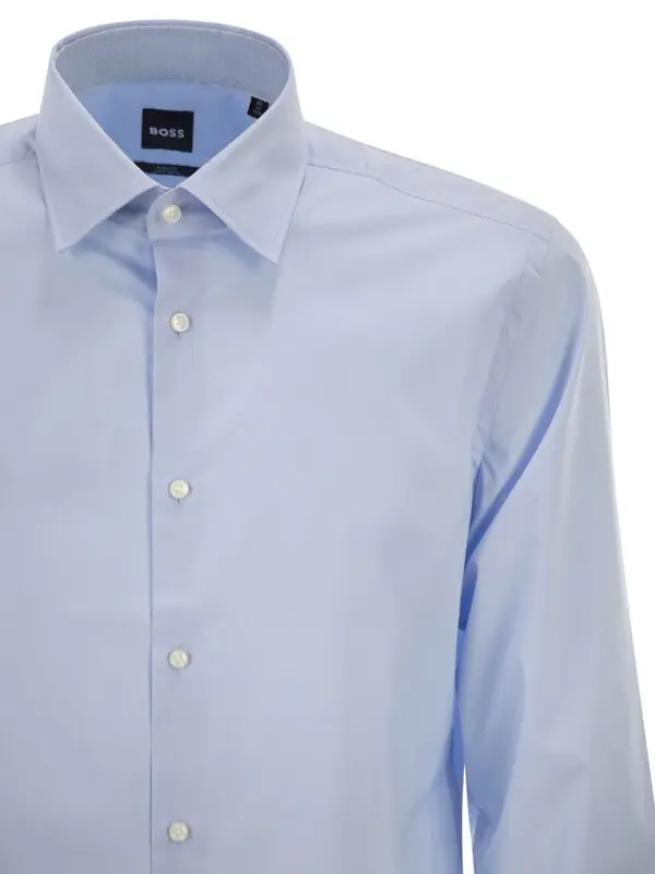 BOSS Slim Fit Shirt In Stretch Cotton Poplin - Blue
