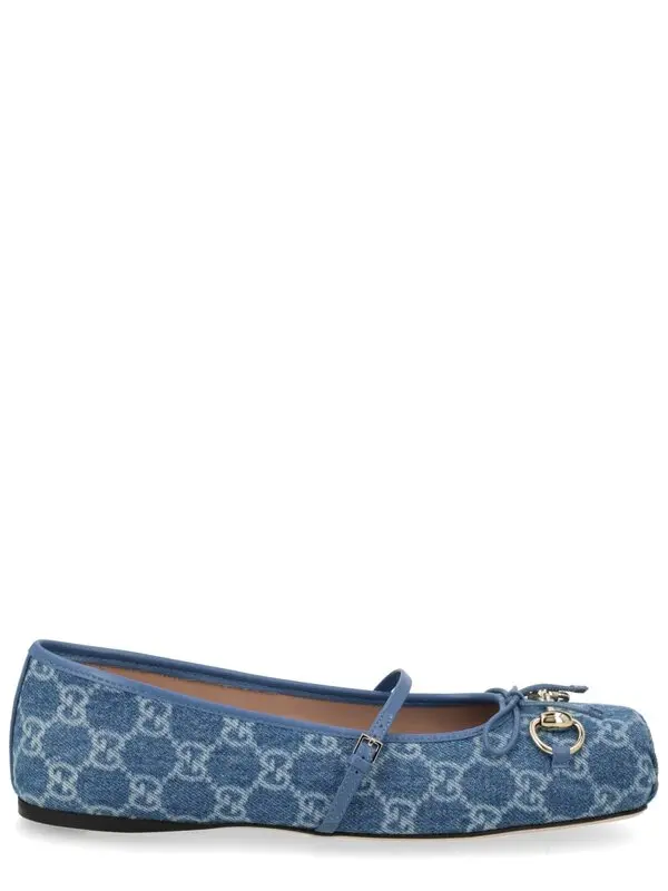 Gucci Ballerina Flats With Horsebit Detail - Blue