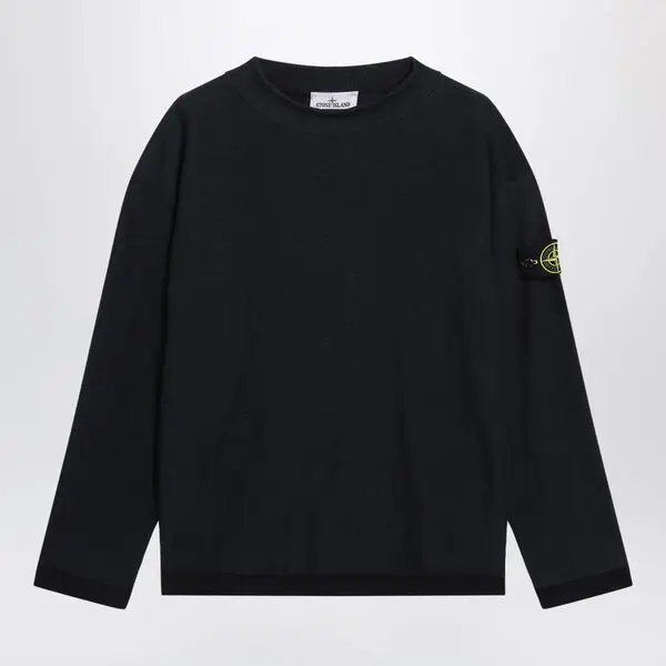 Stone Island Cotton Blend Crew Neck Jumper With Compass Logo Badge - Blue
