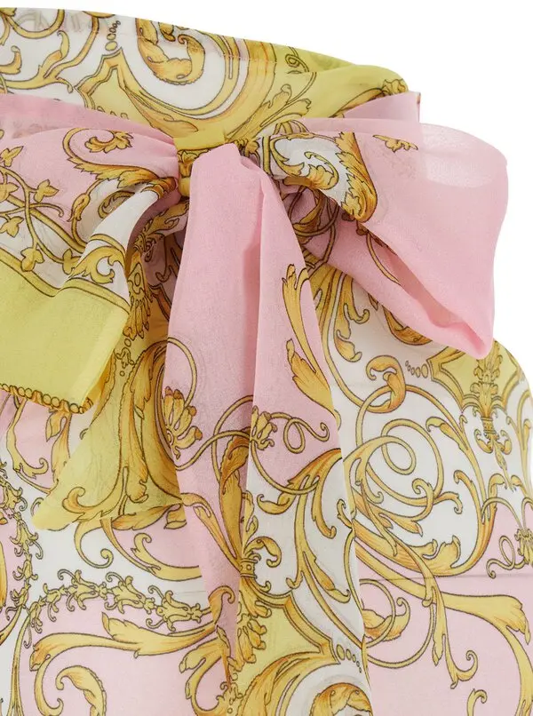 Versace Tech Fabric All-over Print Mini Skirt With Side Knot