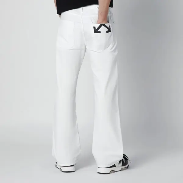 Off-White Cotton Trousers With Logo Detail