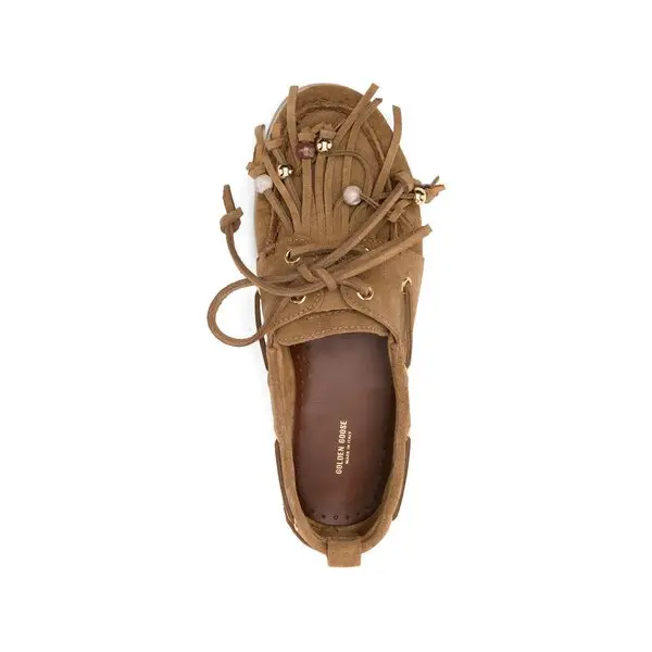GOLDEN GOOSE Suede Loafers With Tassel And Bead Embellishment - Brown