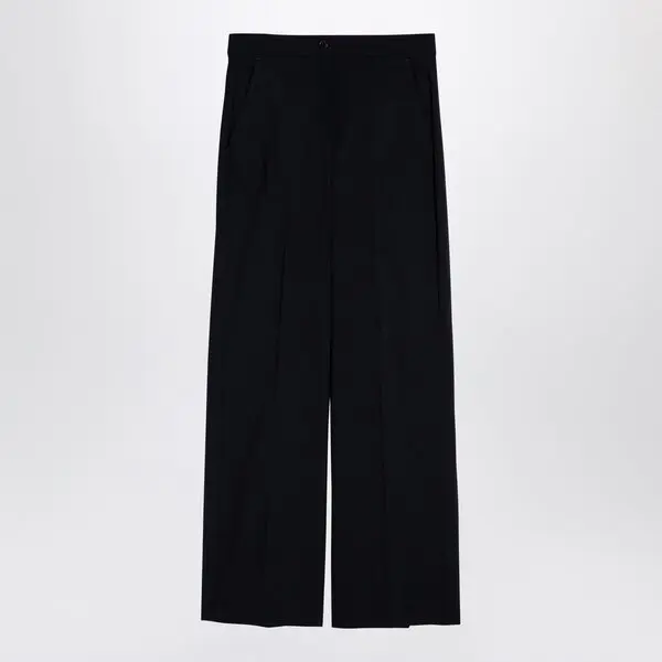 DEPARTMENT 5 Navy Virgin Wool Blend Wide Trousers - Blue