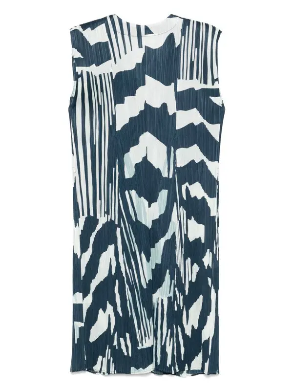 Issey Miyake Sleeveless Printed Pleated Vest - Multicolor