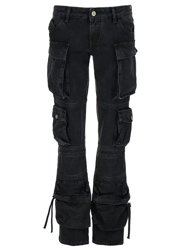 Attico Denim Cargo Jeans - Black