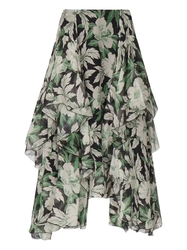 Loewe Silk Skirt With Floral Print - Multicolor