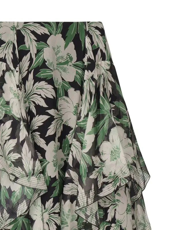 Loewe Silk Skirt With Floral Print - Multicolor