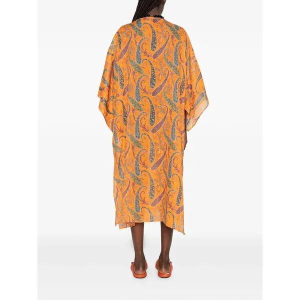 Etro And Blue Paisley Print V-neck Spaghetti Strap Dress