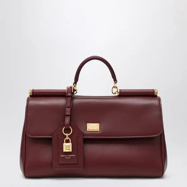 Dolce & Gabbana My Sicily Handbag In Burgundy Leather