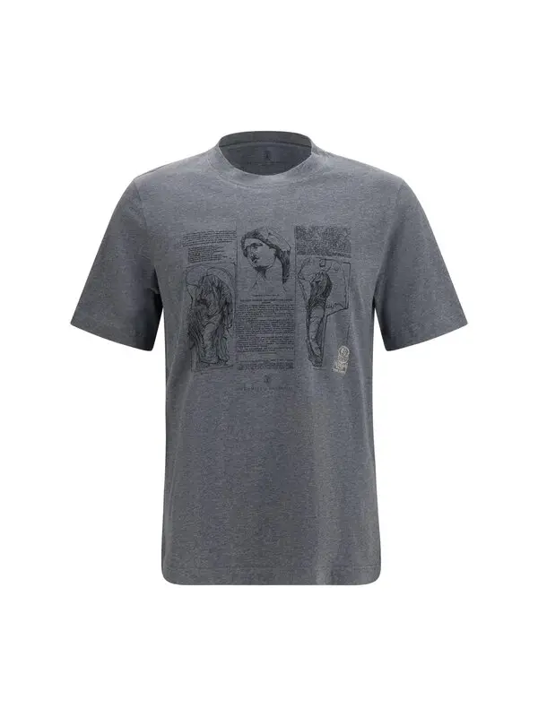 Brunello Cucinelli Cotton Printed T-shirt - Blue
