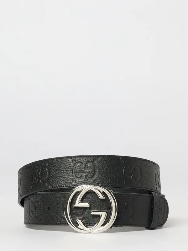 Gucci Embossed Interlocking G Belt - Black