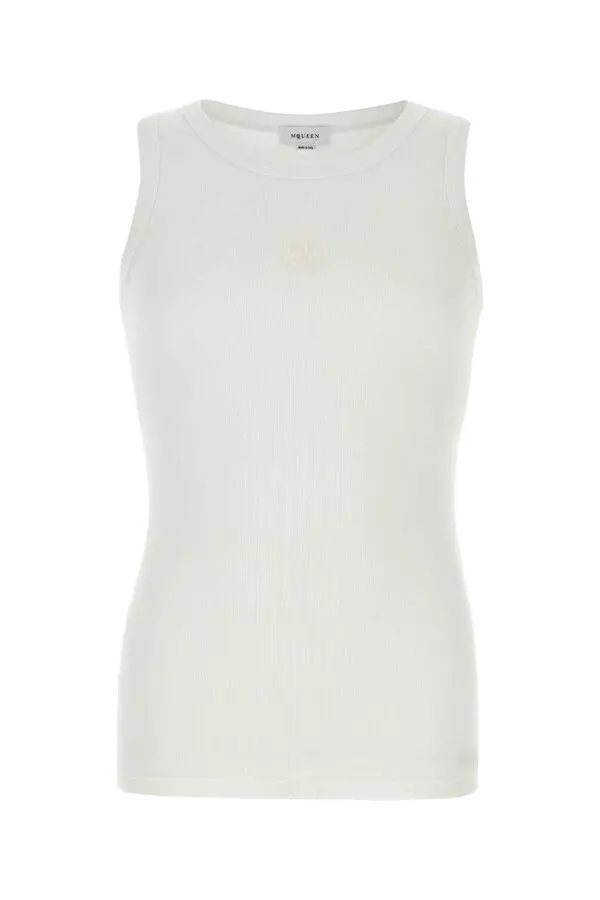 Alexander McQueen Stretch Cotton Tank Top - White