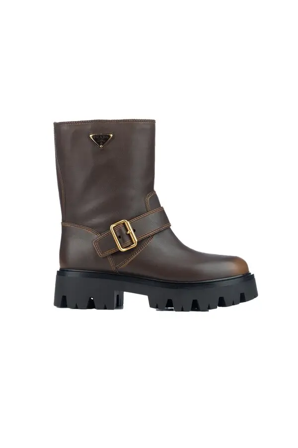 Prada Buckled Leather Boots