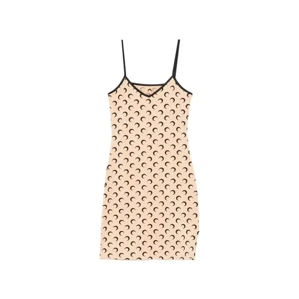MARINE SERRE Moon Print V-neck Spaghetti Strap Dress