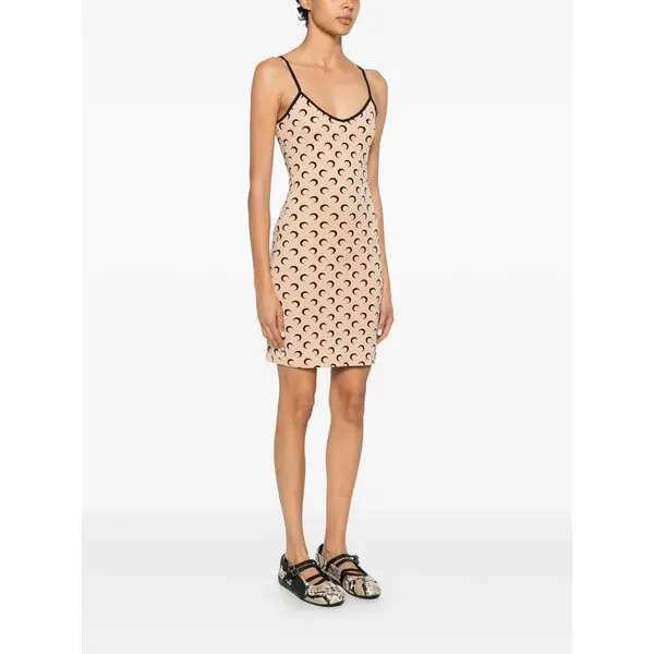 MARINE SERRE Moon Print V-neck Spaghetti Strap Dress